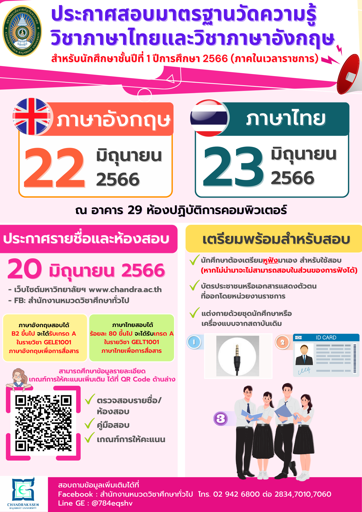 Announcement of standardized examinations for knowledge of Thai and ...